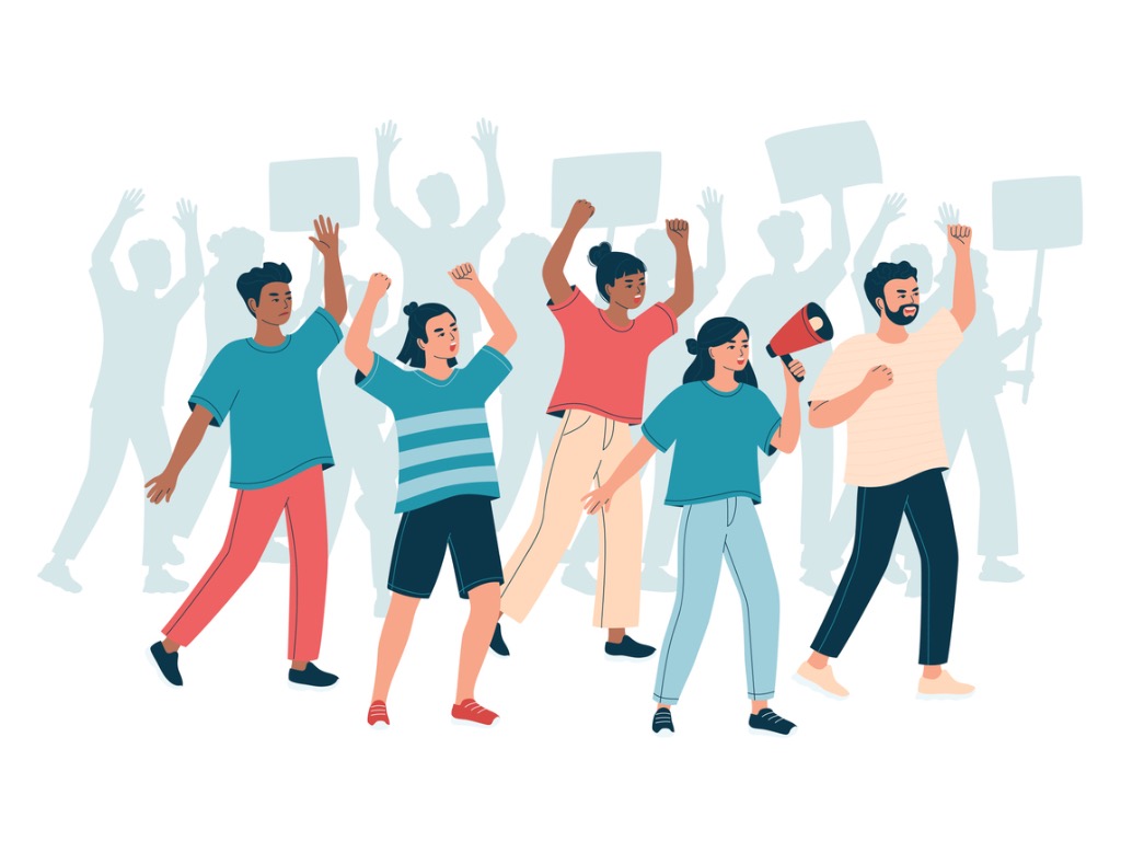 Cartoon Crowd Of People Angry